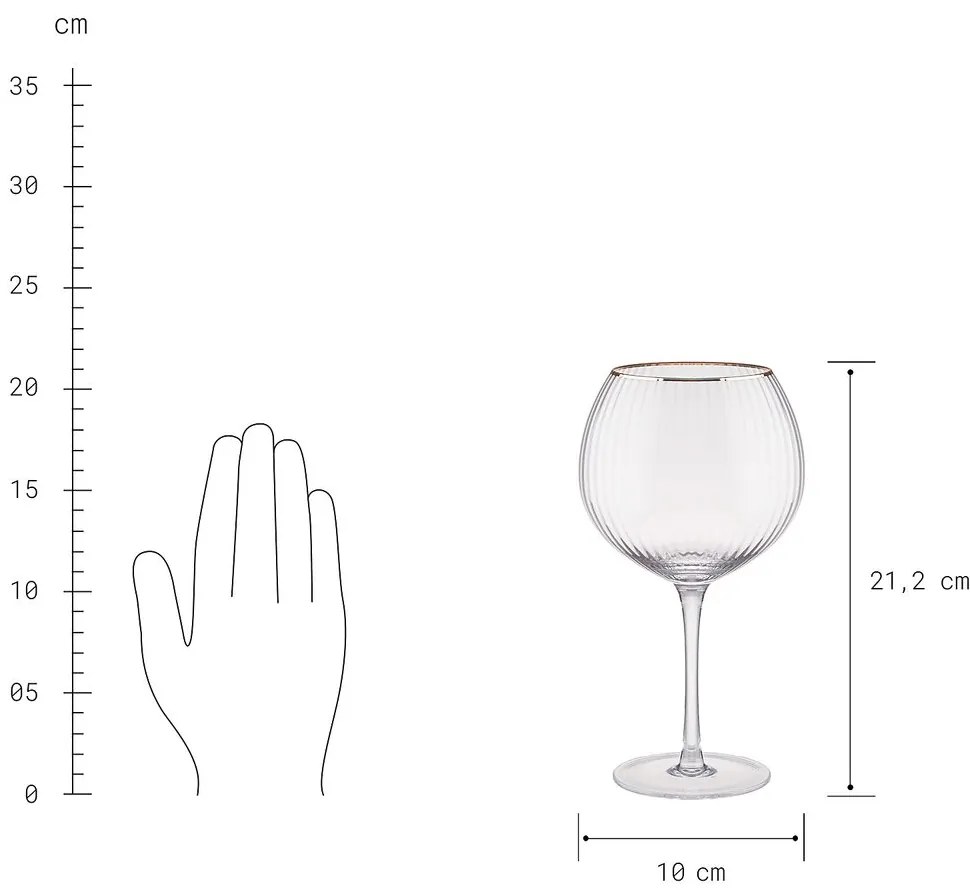 GOLDEN TWENTIES Sklenice na gin se zlatým okrajem 650 ml