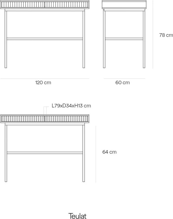 Matný pracovní stůl 60x120 cm Sierra – Teulat
