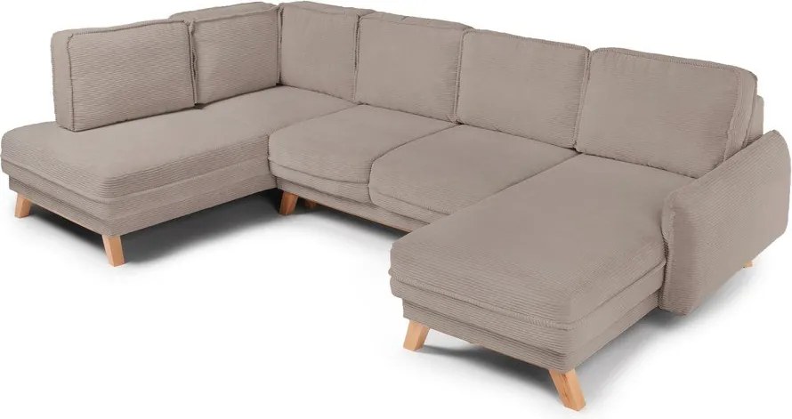 Taupe manšestrová rozkládací/s úložným prostorem rohová pohovka (levý roh/do "U") Tori – Bonami Selection