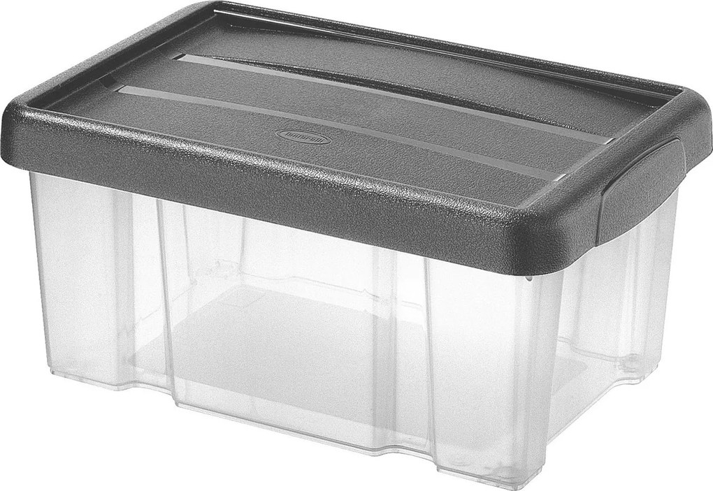 Tontarelli Box PUZZLE s víkem 14 l transparent/grafit, 40,3 x 28,6 x 19 cm