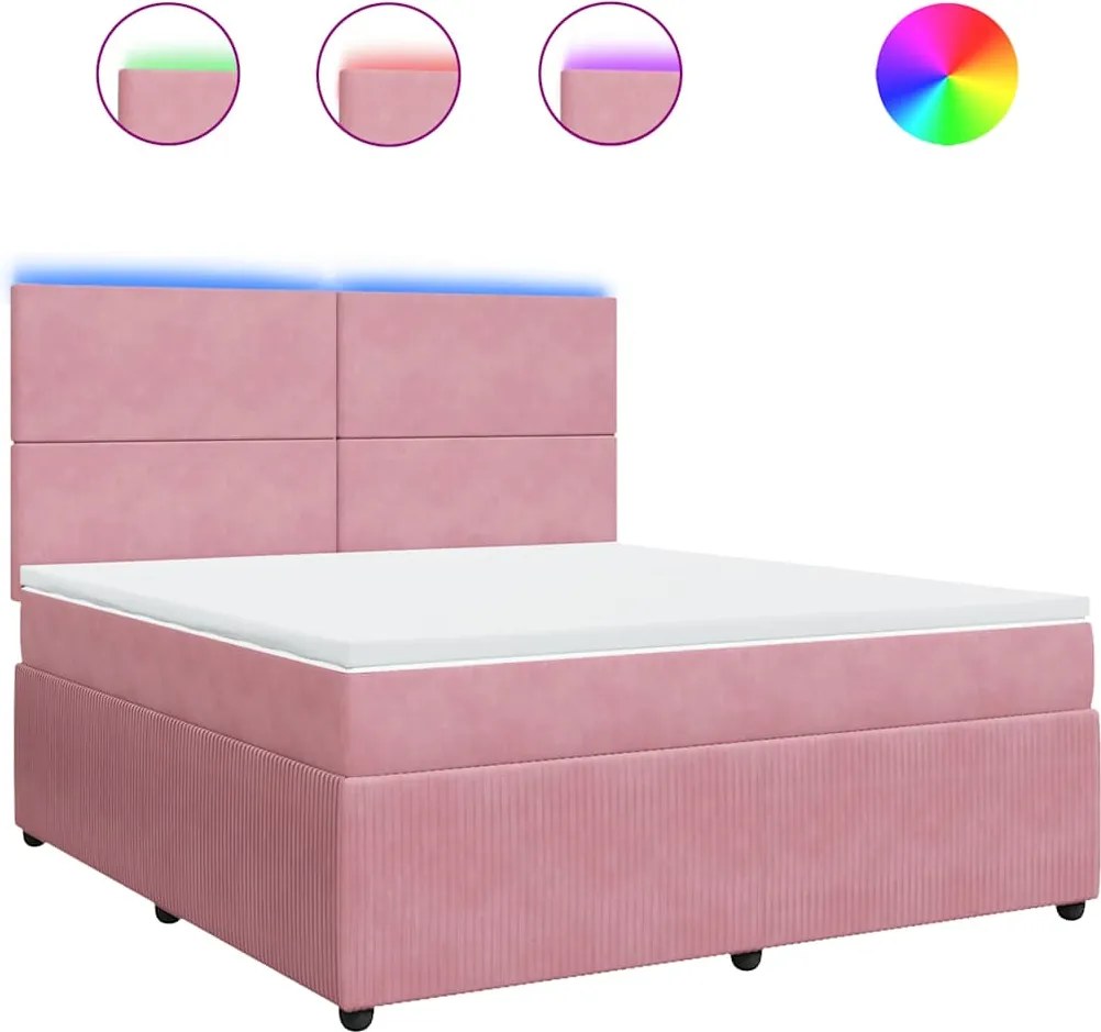 Box spring postel s matrací růžová 180x200 cm samet 3294705