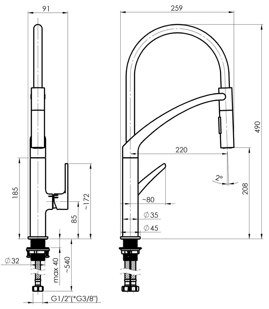 Rubineta Dřezová baterie ULTIMA U-50 - černá  - OLBAU50BB