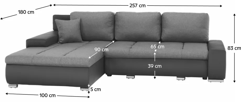Kondela Rohová sedací souprava, šedá, TRAMP