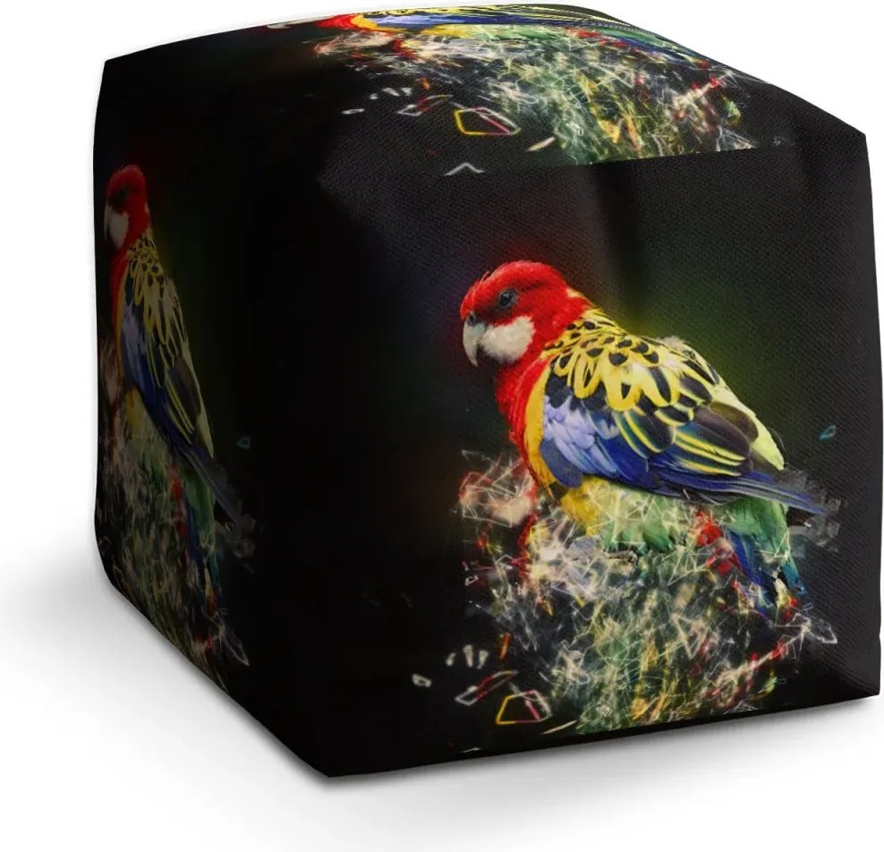 Sablio Taburet Cube Barevný papoušek - 60x60x60 cm