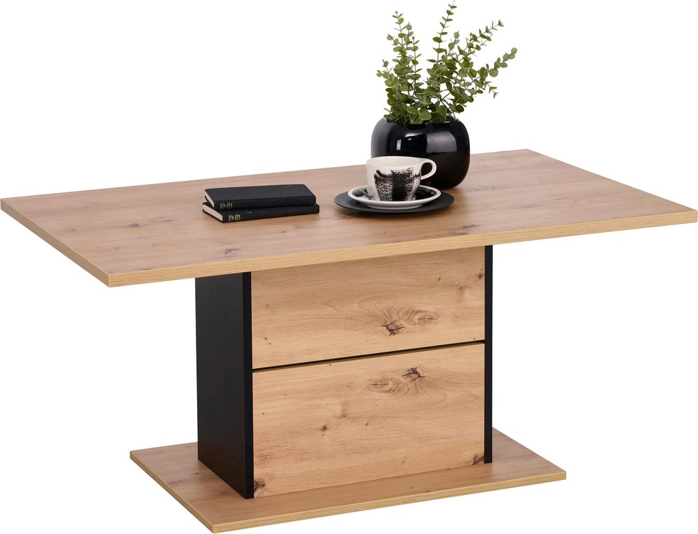 XXXLutz KONFERENČNÍ STOLEK, černá, dub artisan, kompozitní dřevo, 110/65/50 cm Hom`in - Konferenční stolky - 000589000522