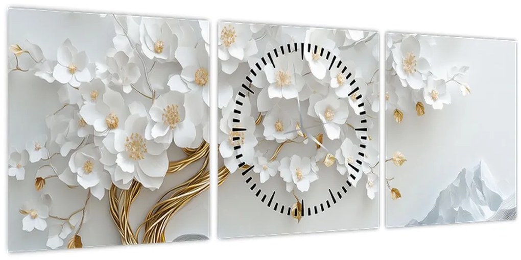 Obraz - 3D elegantní strom života (s hodinami) (90x30 cm)