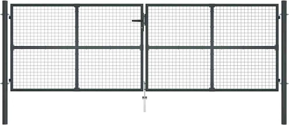 Pletivá zahradní branka pozinkovaná ocel 400 x 125 cm šedá 145778