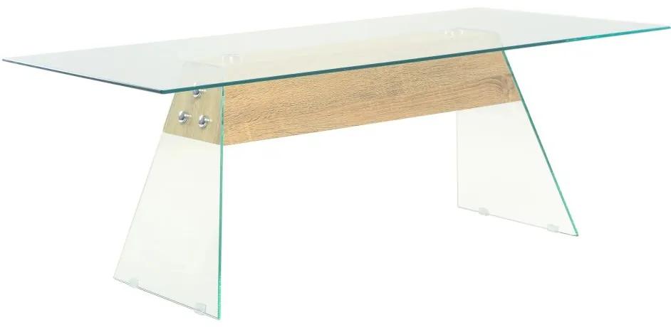 245637 vidaXL Konferenční stolek MDF a sklo 110 x 55 x 40 cm dubový odstín