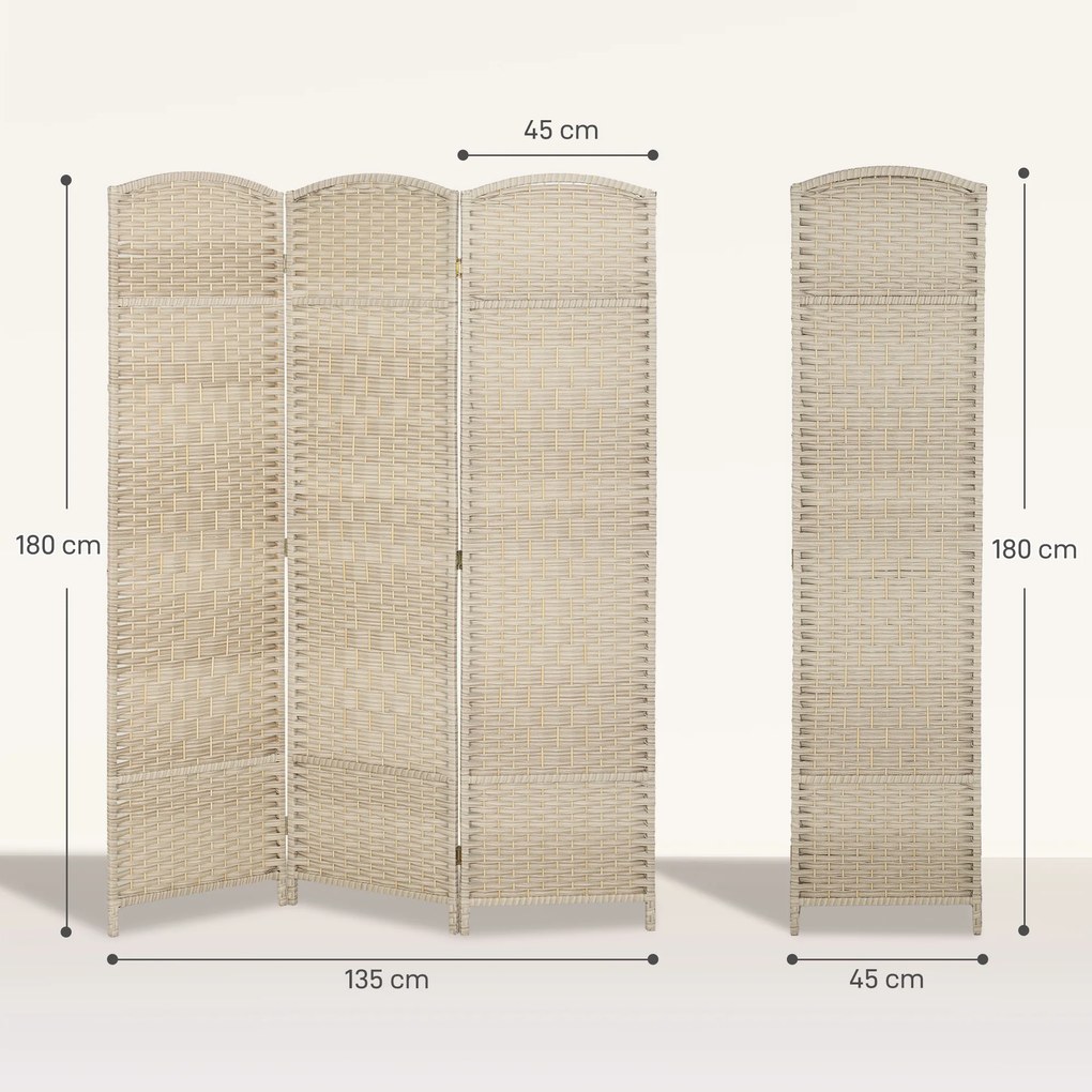 HOMCOM vnitřní paraván ze dřeva 3 panely skládací dělič prostoru pro obývací pokoj, ložnici 135 x 180 cm dub