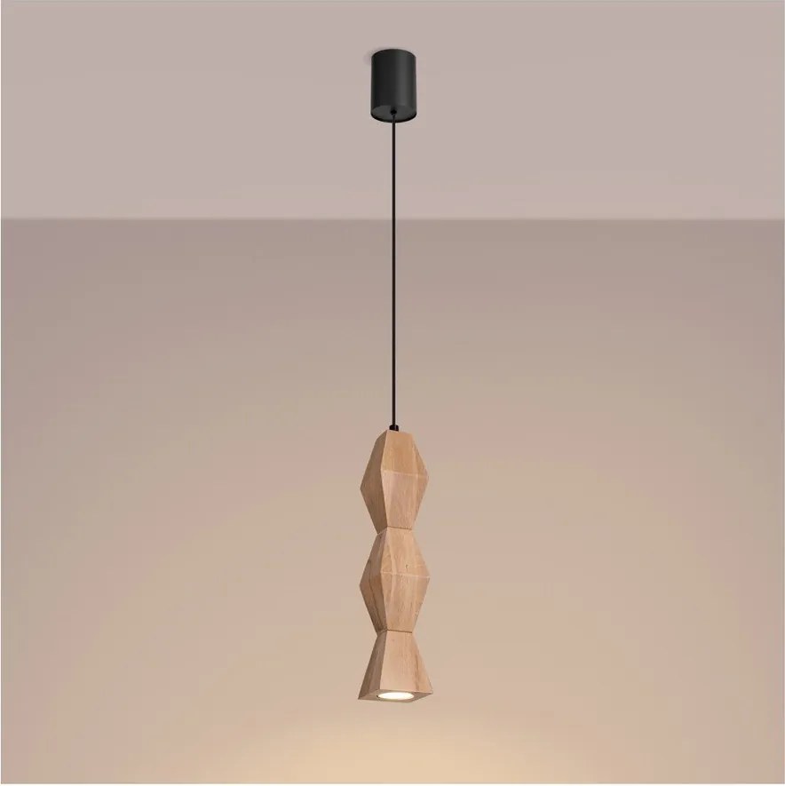 Závěsné svítidlo z bukového dřeva v přírodní barvě ø 8 cm Cubo – Sollux