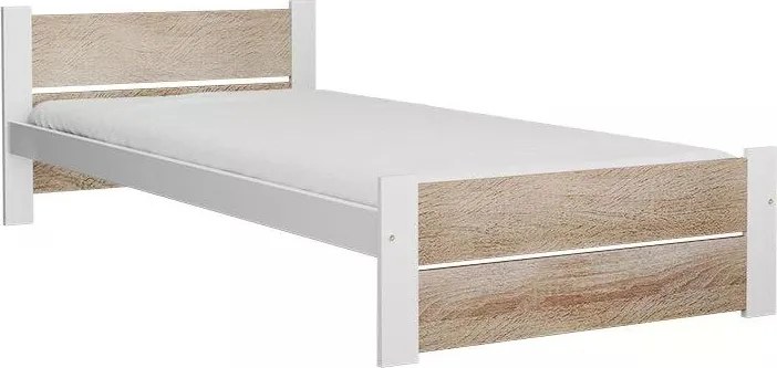 Postel IKAROS DOUBLE 80 x 200 cm, bílá/dub sonoma Matrace: Bez matrace, Rošt: S laťkovým roštem