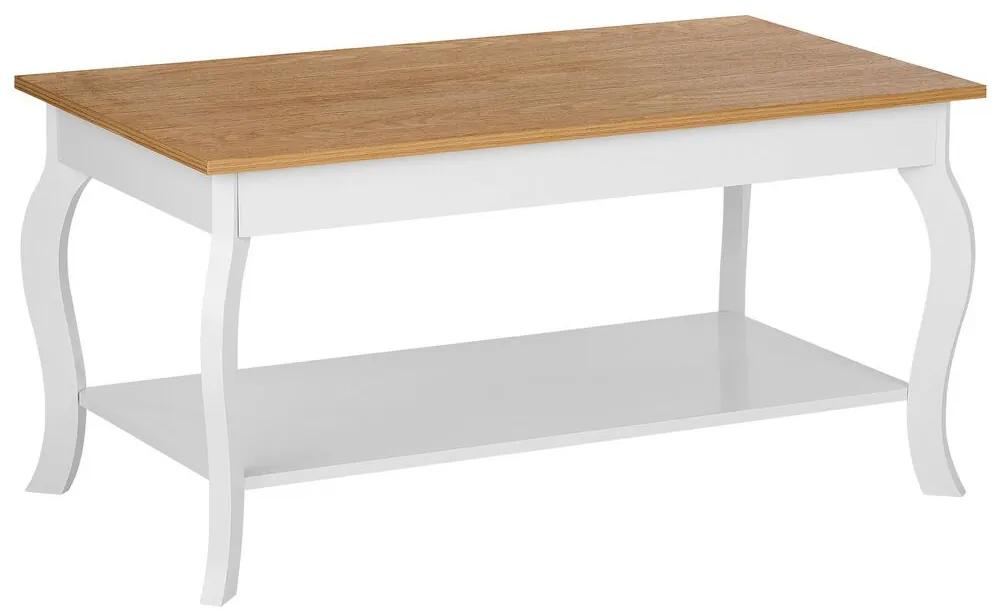 Konferenční stolek, světlé dřevo s bílým HARTFORD