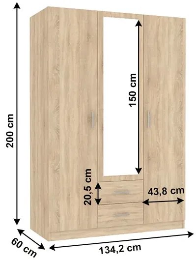 Kondela Skříň, dub sonoma, INVITA TYP 2