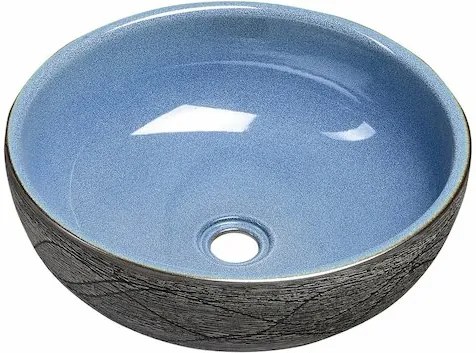 PRIORI keramické umyvadlo, průměr 41cm, 15cm, modrá/šedá