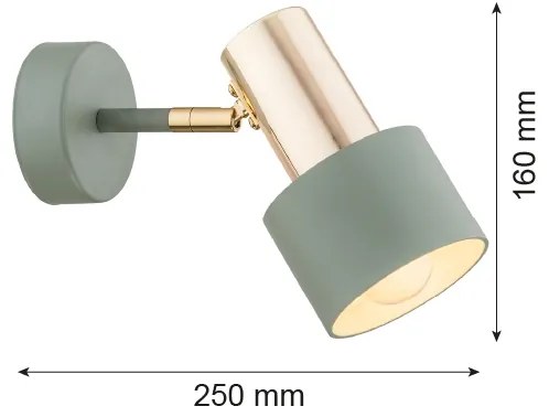 Argon 4315 - Nástěnné bodové svítidlo DORIA 1xE27/15W/230V zelená/mosaz