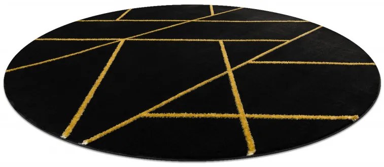 Dywany Łuszczów, Kusový koberec Emerald geometric 1012 black and gold kruh, 200x200 (průměr) kruh, černá, chodba / předsíň