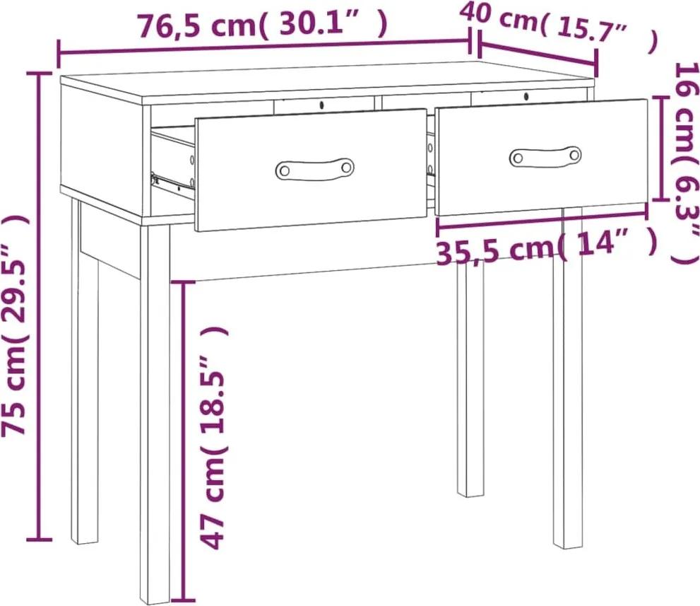 vidaXL Konzolový stolek 76,5 x 40 x 75 cm masivní borové dřevo [821749] Barva: Šedá