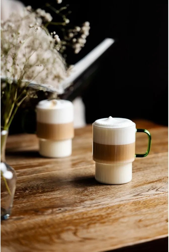 Zelené skleněné hrnky v sadě 2 ks na cappuccino 350 ml Livio – Vialli Design