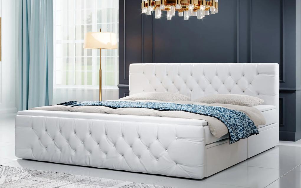 K&M postele Luxusní boxspring postel CRYSTAL s úložným prostorem Velikost postele: 160 × 200 cm, Výběr matrace: Oboustranná pružinová matrace - střed…