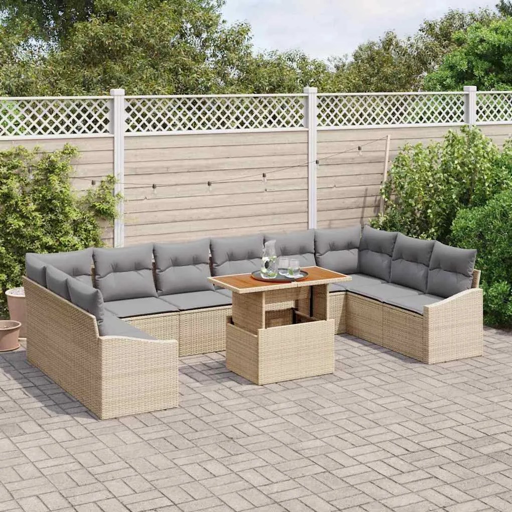 Sada zahradních pohovek 11 ks Beige a šedá 3349888