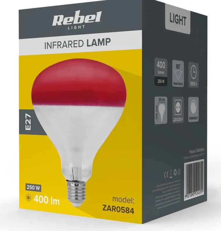 Žárovka infračervená Rebel ZAR0584 250W, 220-240V E27