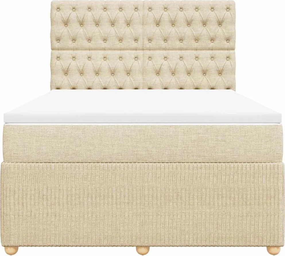Box spring postel s matrací krémová 160x200 cm textil 3292119