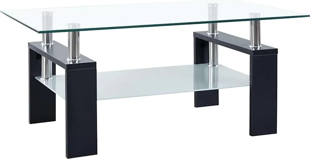 Konferenční stolek černý a průhledný 95x55x40 cm tvrzené sklo 330303