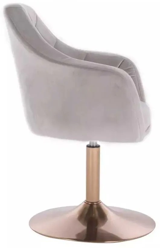 LuxuryForm DESIGN Otočné křeslo ANDORA VELUR na zlatém talíři - světle šedé