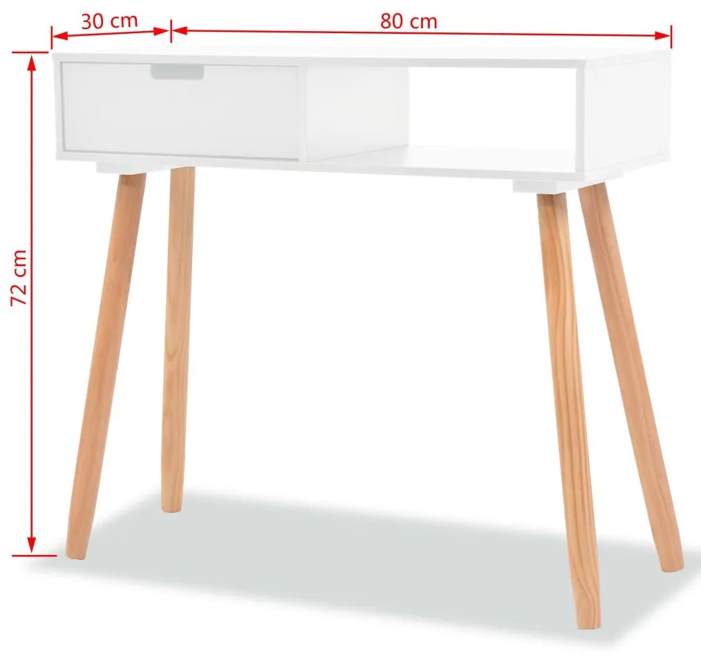 Odkládací stolek Moor - 80x30x72 cm | bílý