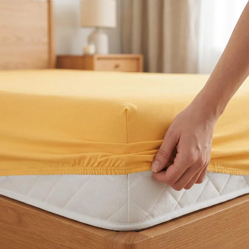 SCANquilt napínací prostěradlo JERSEY ELASTIC LYCRA okrová výška matrace do 30 cm 160 x 200 cm