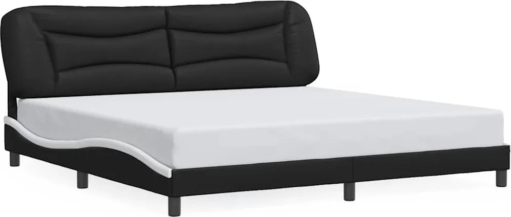 Rám postele bez matrace Hvar černý a bílý 200 x 200 cm umělá kůže 3208028