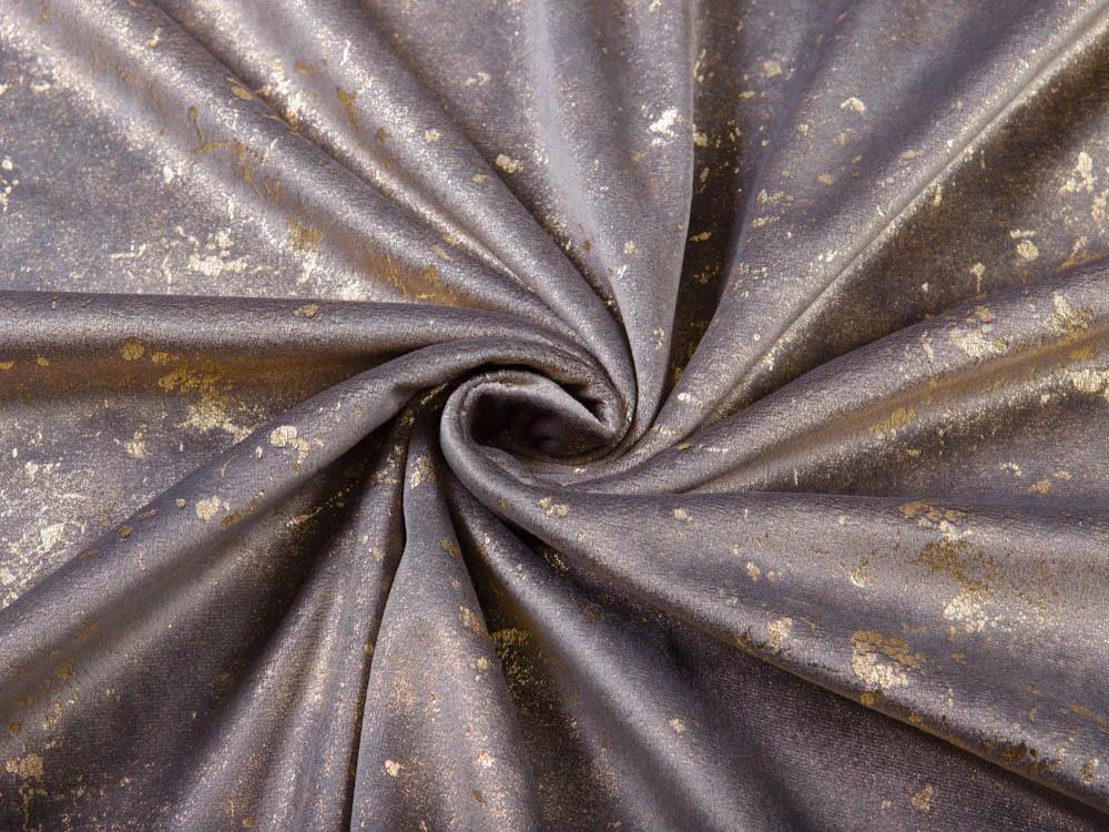 Biante Sametový oválný ubrus Isabela IBL-002 Gold Design šedý 100x140 cm