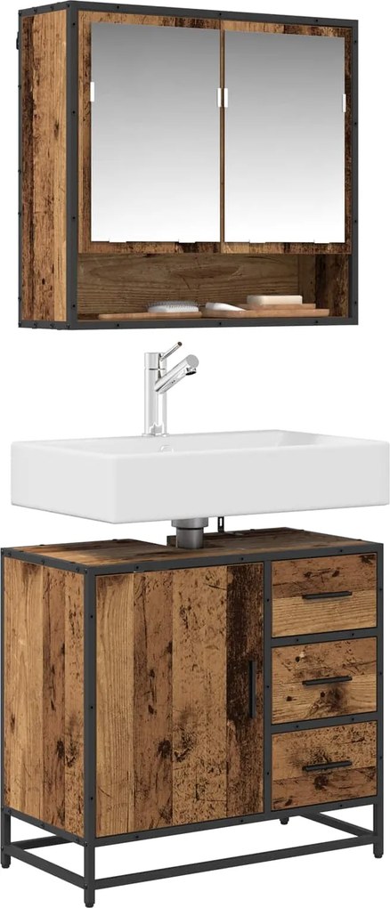 Sada koupelnového nábytku 2 ks Staré dřevo 65 x 33 x 60 cm 3402506