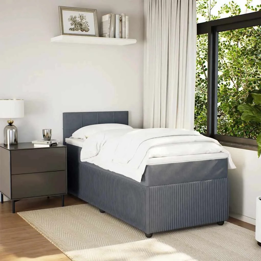 Box spring postel s matrací tmavě šedá 80 x 200 cm samet 3289891