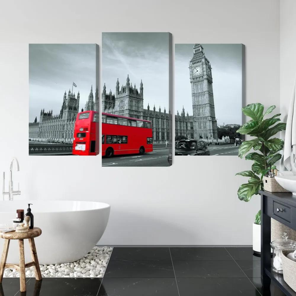 Vícedílný obraz Červený Londýnský Autobus Nedostatek Nedostatek Přírodní plátno 150x100