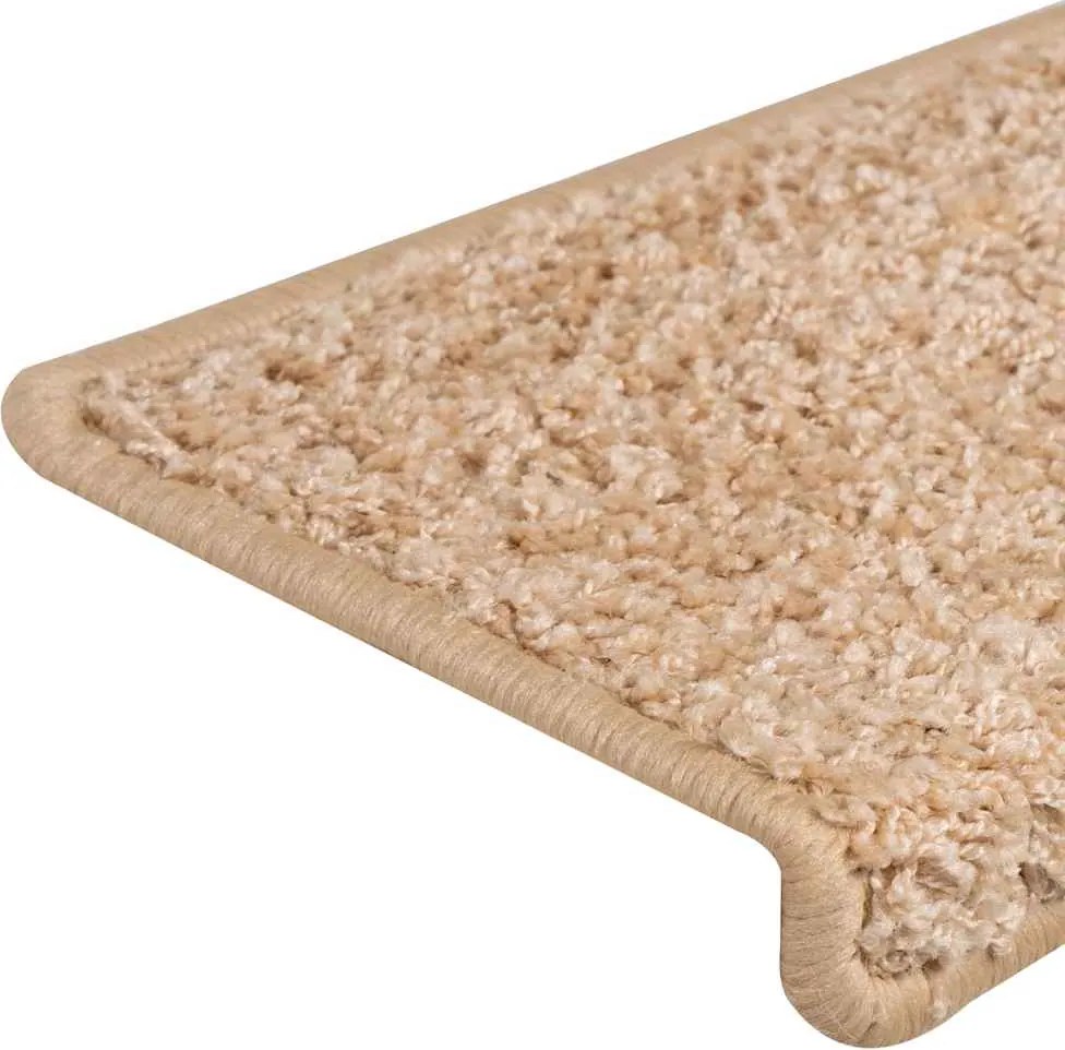 Schodové rohože 15 ks 65 x 21 x 4 cm zlaté obdélníkové okraje 326202