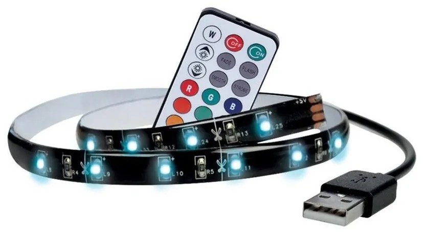 Solight 4 ks LED RGB pásek pro TV,2x50cm, USB, vypínač, dálkový ovladač Solight WM504