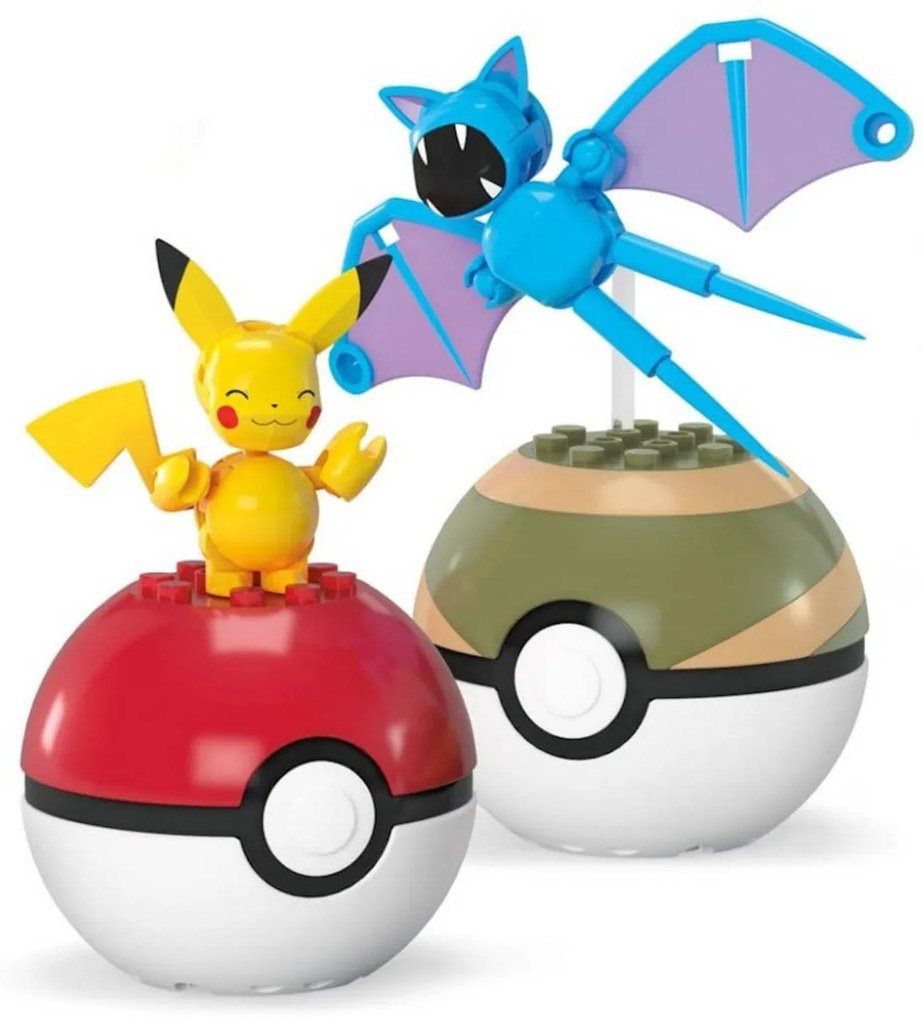 _Ostatní 1_ Pokémon Megablok set 2x Pokéball Pikachu + Zubat stavebnice 40 dílků 25hxp12