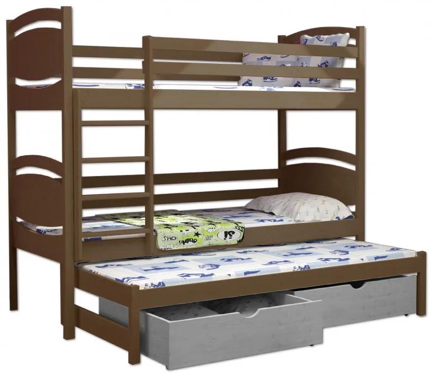 Patrová postel MASIV-V 003 90x200 cm  borovice masiv - DUB