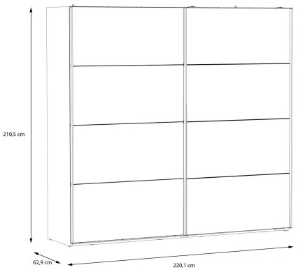 Šatní skříň se zrcadlem OREN 220x210 cm dub artisan