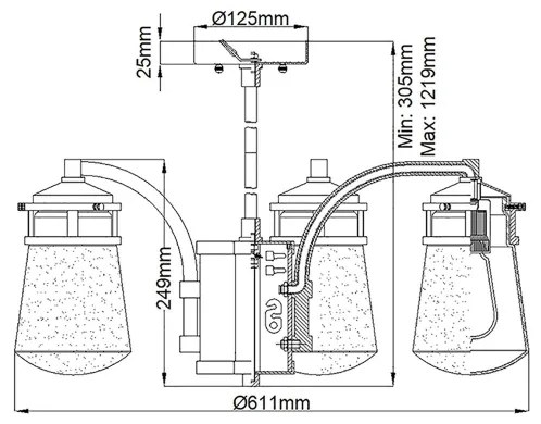 Kichler KL-LYNDON-5P-AZ - Venkovní lustr na tyči LYNDON 5xE27/60W/230V IP44