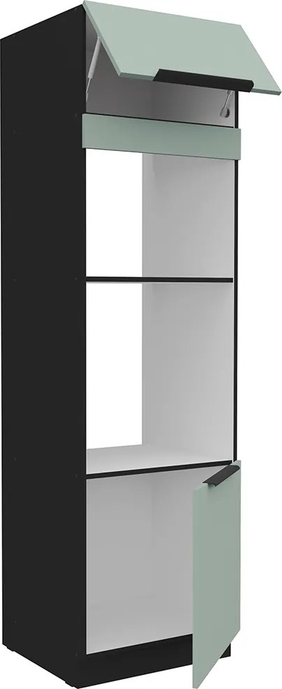 ARIA sc | vysoká skříňka 60 DPM-210 2F na vestavnou troubu a mikrovlnku | 60 cm | ANTI FINGERPRINT povrch | černá/aquamarine