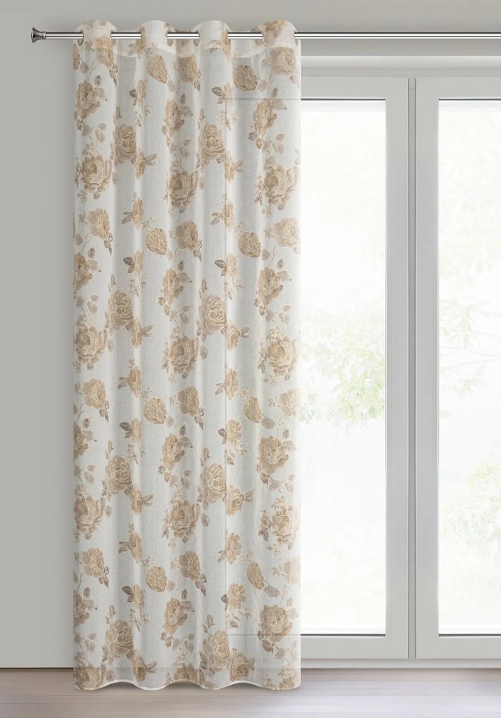 ZÁVĚS NA KROUŽCÍCH MĚLA 140X250 CM KVĚTY