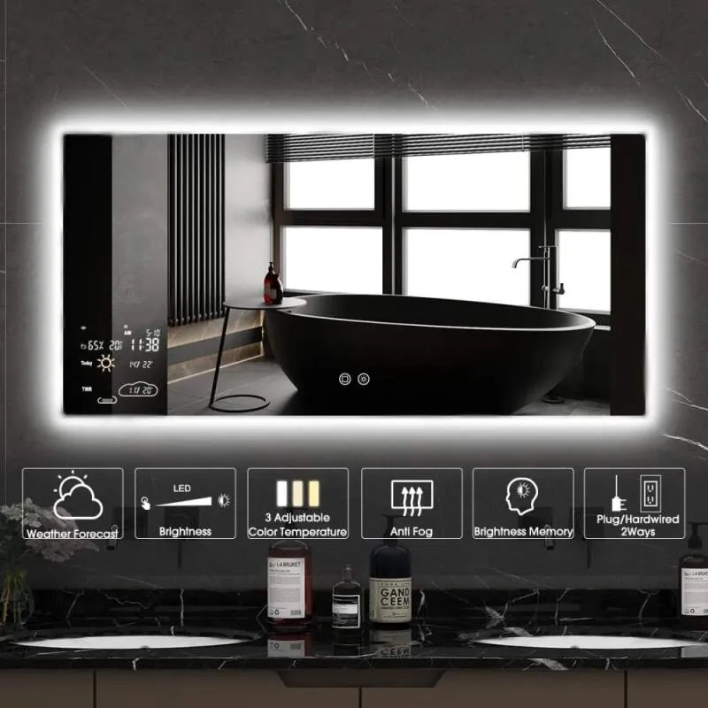 Chytré topné zrcadlo ByeCold 350 W, 100 × 60 cm, LED