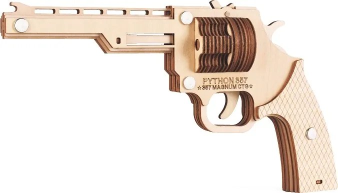 Dřevěné 3D puzzle Woodcraft Zbraň na gumičky Revolver