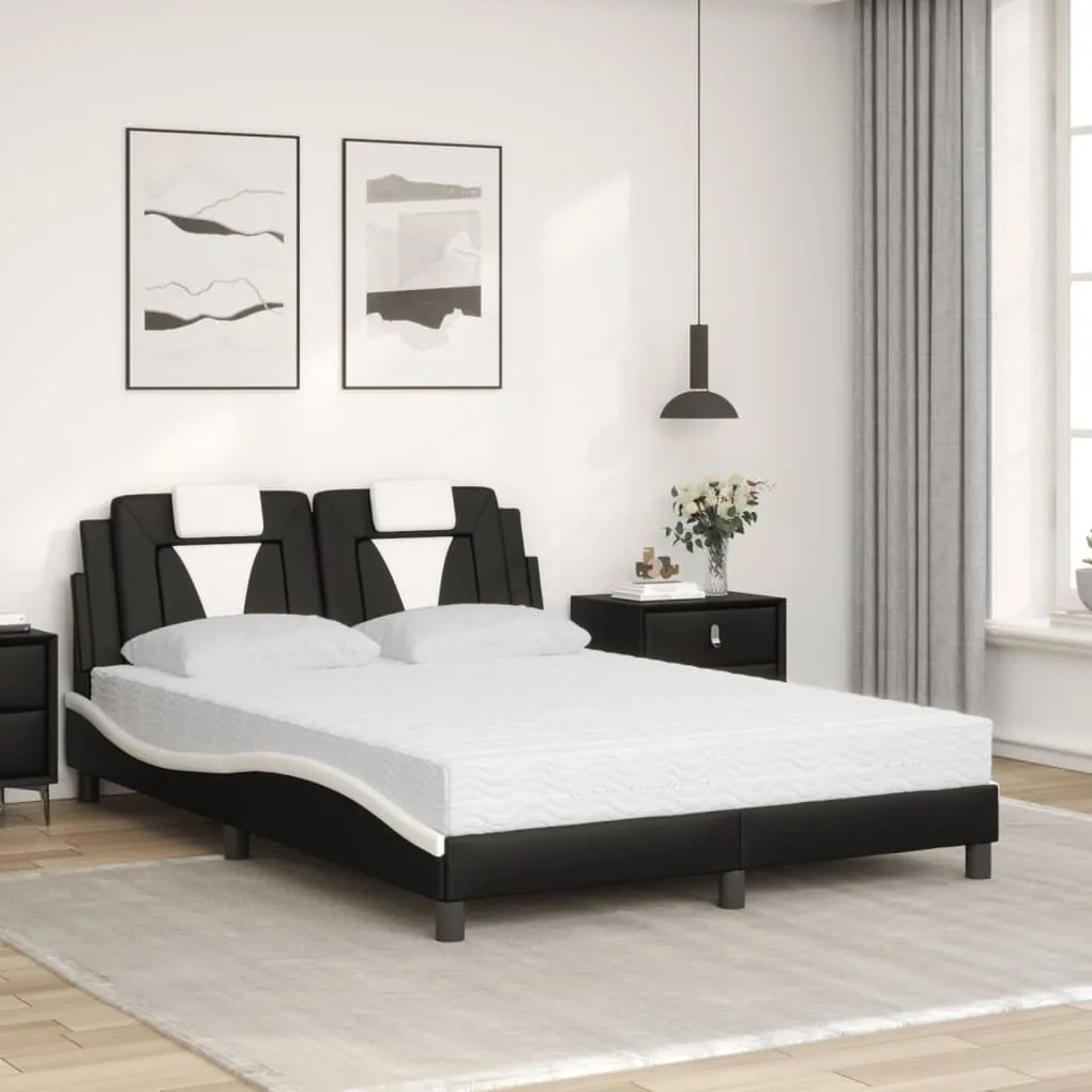 Postel Viana s matrací černá a bílá 140 x 200 cm umělá kůže 3208801