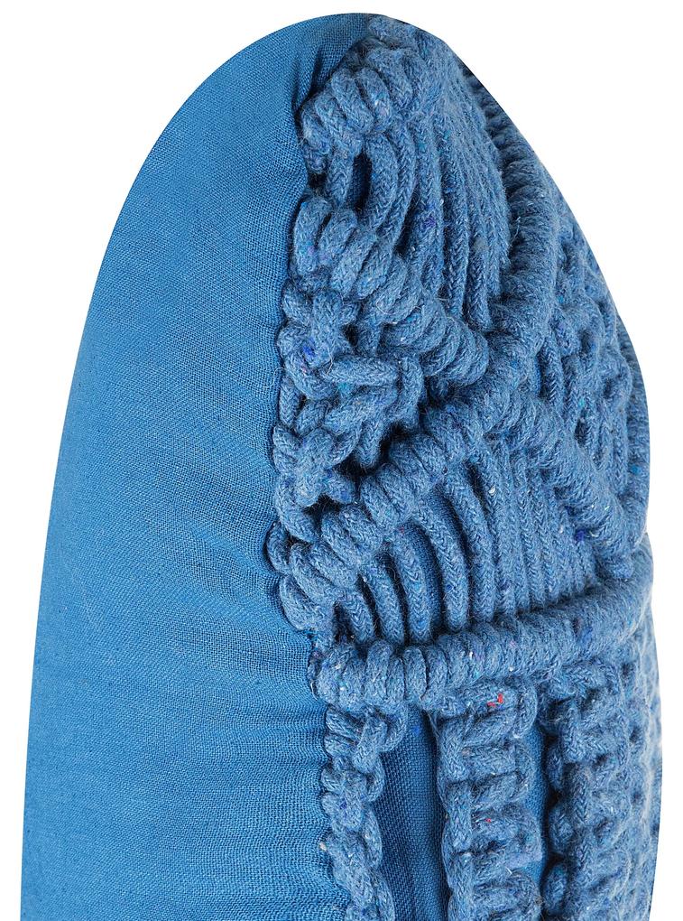 Dekorativní makramé polštář 45 x 45 cm modrý KARATAS Beliani