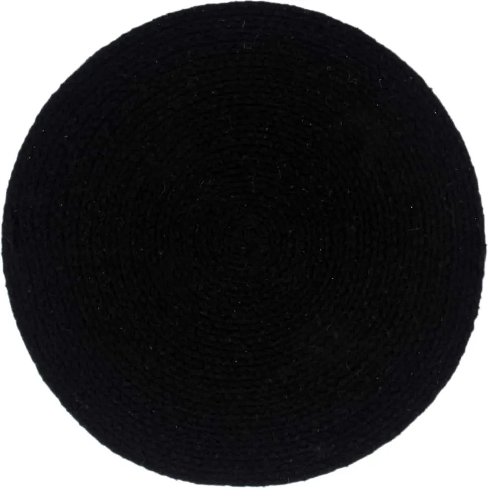 Prostírání 4 ks černé 38 cm kulaté bavlna 133844