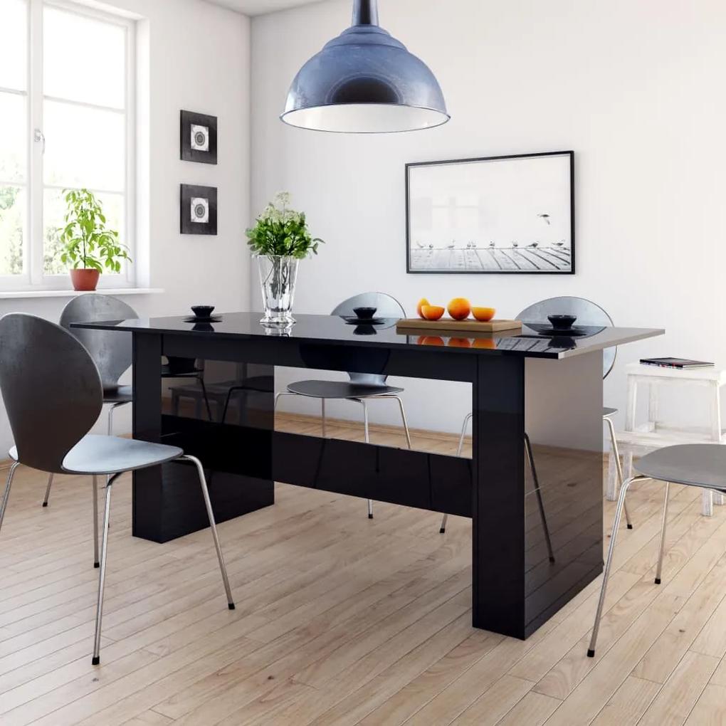 800475 vidaXL Jídelní stůl černý s vysokým leskem 180 x 90 x 76 cm dřevotříska