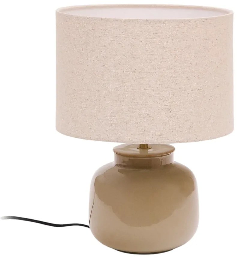 Béžová keramická stolní lampa s textilním stínidlem (výška 40 cm) Tay – Kave Home